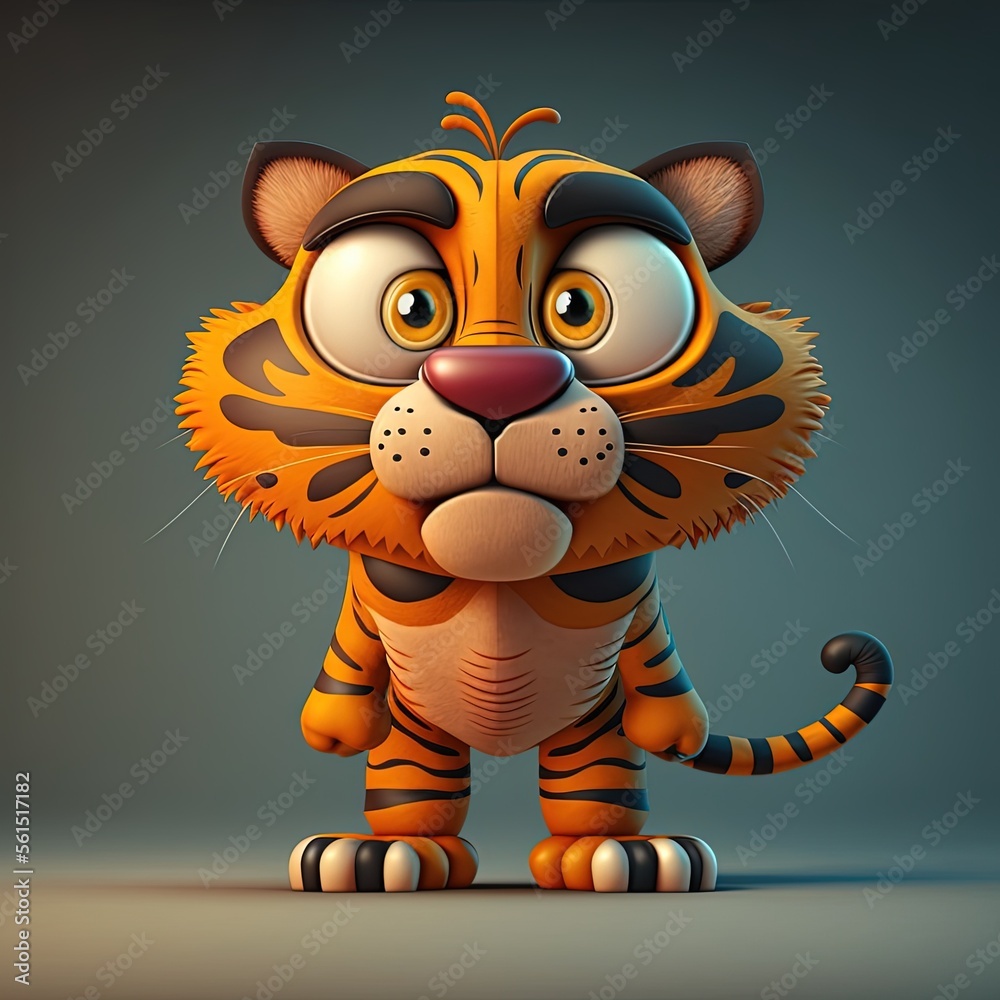 Cute Cartoon Tiger Character (Generative AI) Stock Illustration | Adobe ...