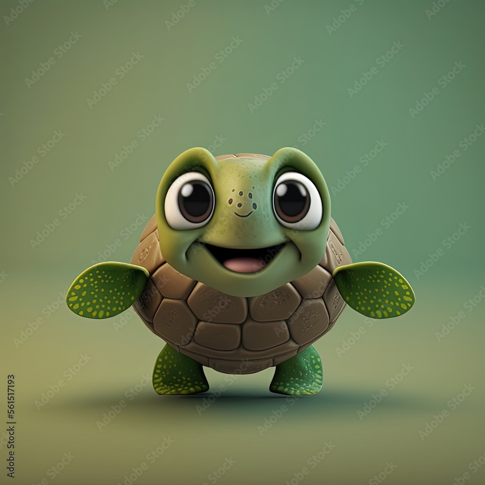 Cute Cartoon Turtle Character (Generative AI) Stock Illustration ...