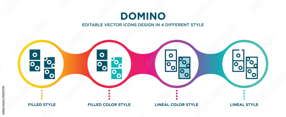 domino icon in 4 different styles such as filled, color, glyph ...