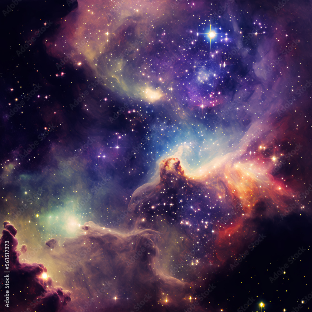 colorful space, cosmos nebula, starry night sky created with generative ...