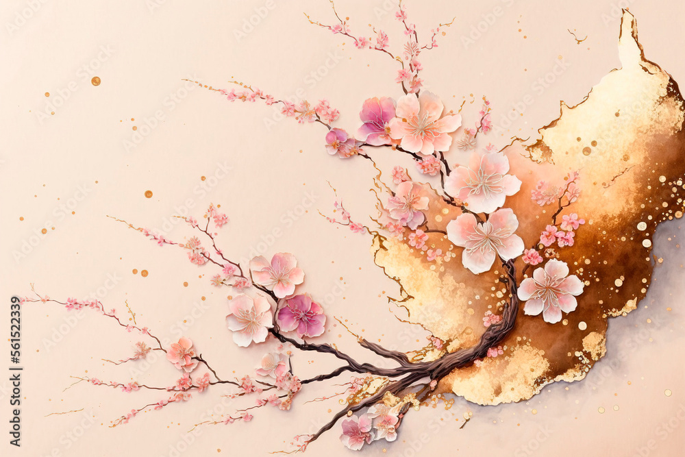 Spring wallpaper with sakura blossom. Abstract design for prints ...