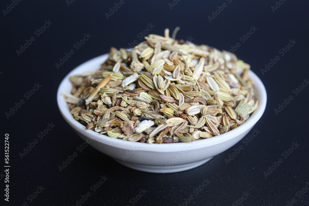 Dried granules of Aniseed, or Pimpinella Anisum seed, or Adas Manis ...