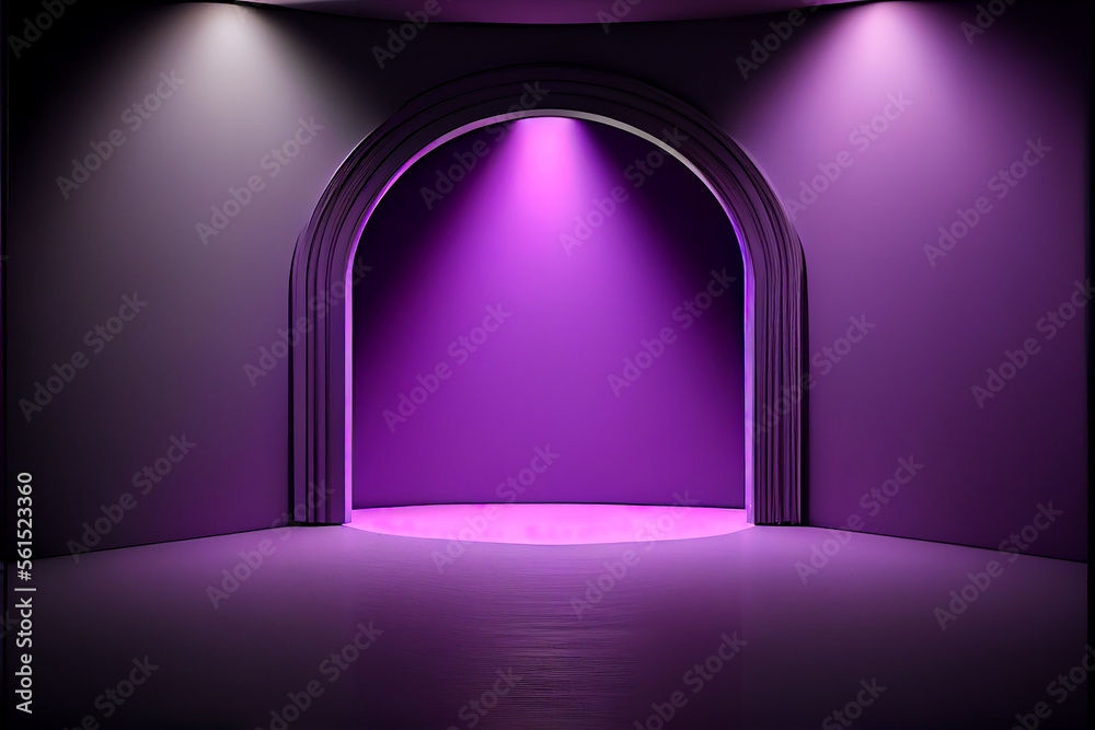 Purple studio room background with spotlight on. Illustrator Generative ...