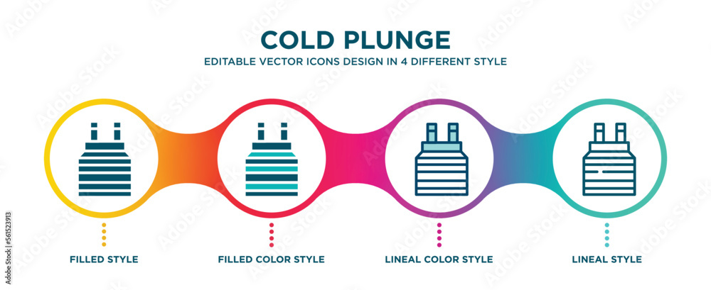 cold plunge icon in 4 different styles such as filled, color, glyph ...