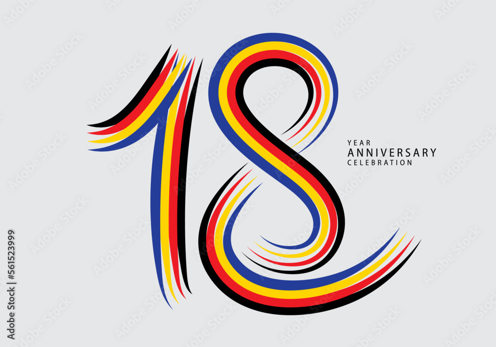 18 years anniversary celebration logotype colorful line vector, 18th ...