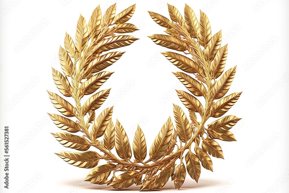 Isolated gilded laurel wreath on white. Generative AI Stock ...