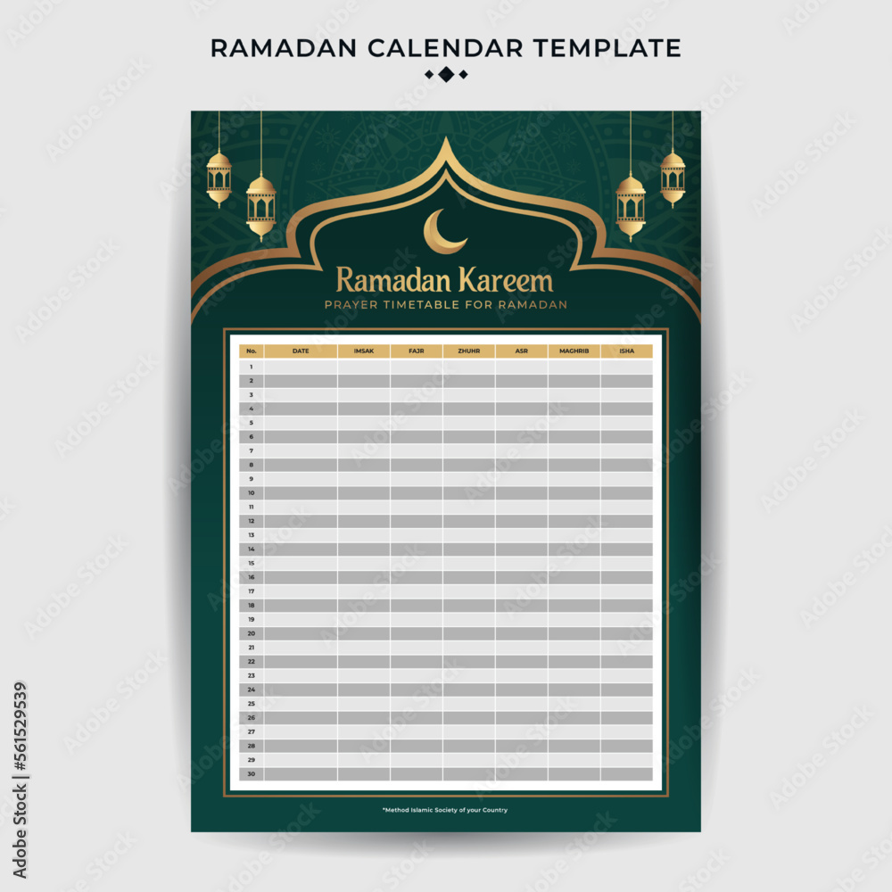 Ramadan time table iftar schedule template Stock Vector | Adobe Stock