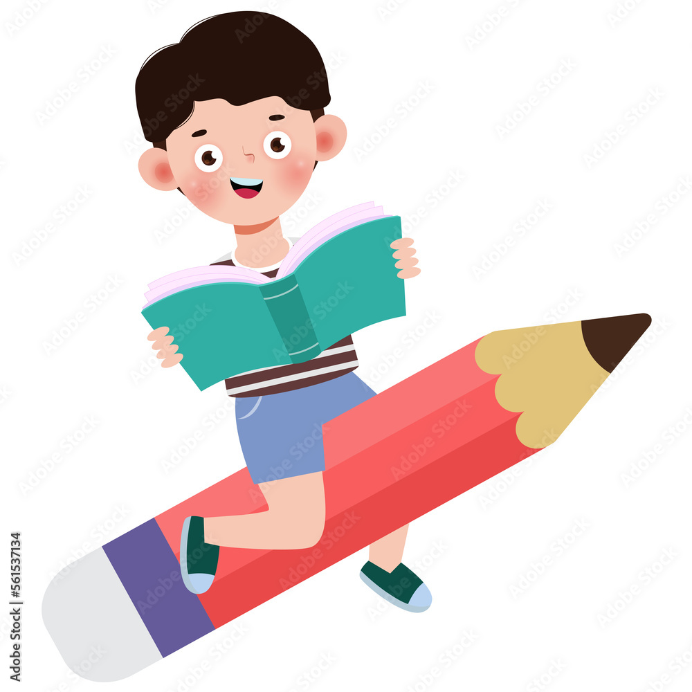Kid Posing With Pencil Character, Back to school, cartoon Children ...