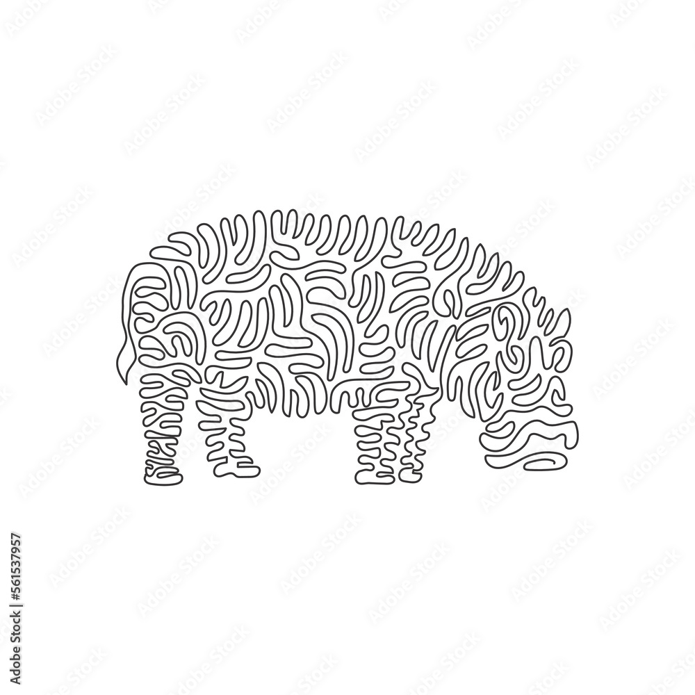 Continuous curve one line drawing of Hippopotamuses have small legs ...