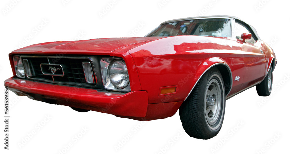 Classic red Ford Mustang, transparent PNG. Stock Photo | Adobe Stock