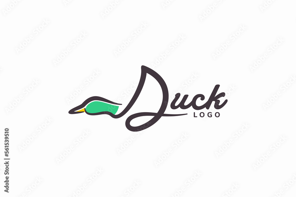 flying duck typography logo vector Stock Vector | Adobe Stock