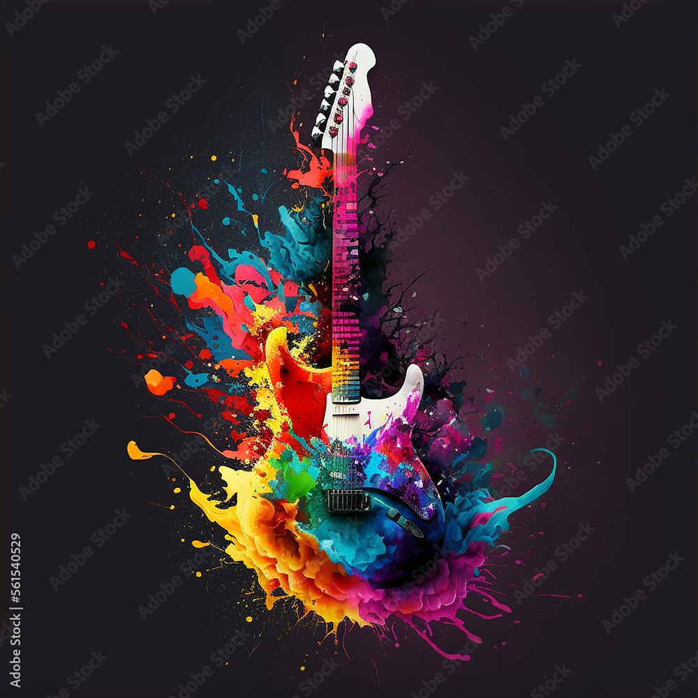 colored electric guitar Vector illustration Stock Illustration | Adobe ...