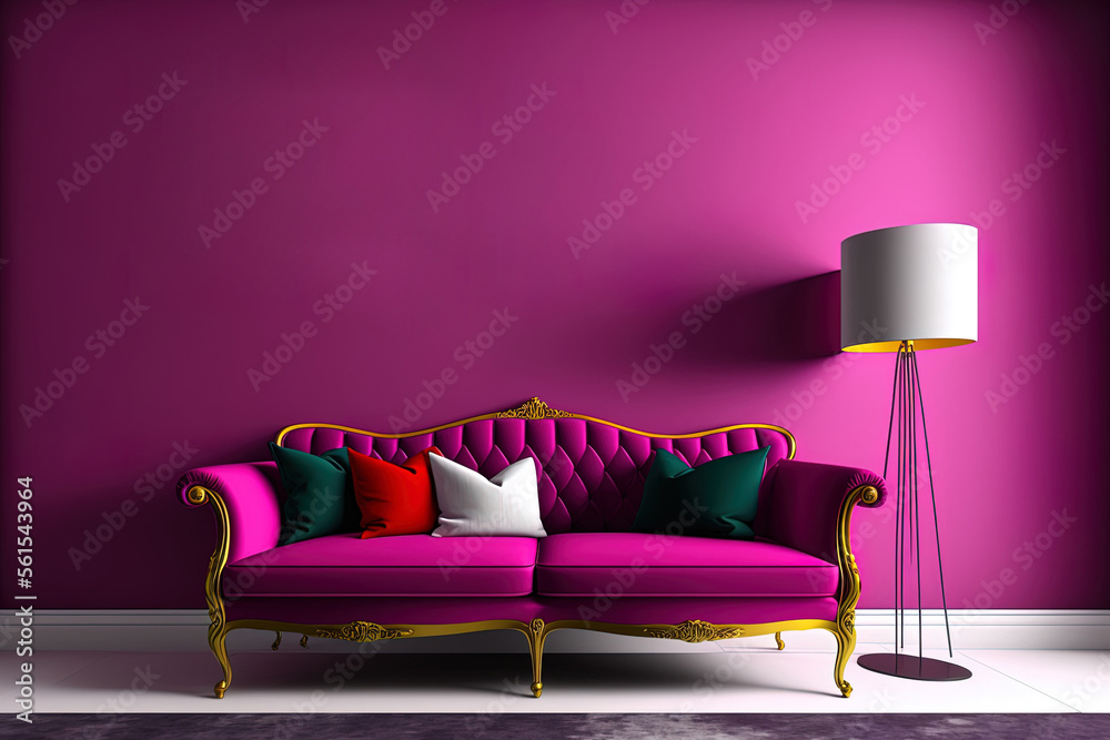 Viva magenta trend color year 2023 in the rich luxury interior ...