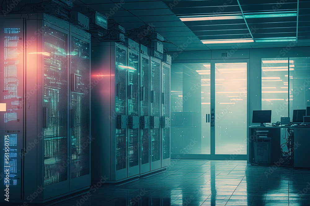 Server racks in server room data center. Generative AI. Stock ...