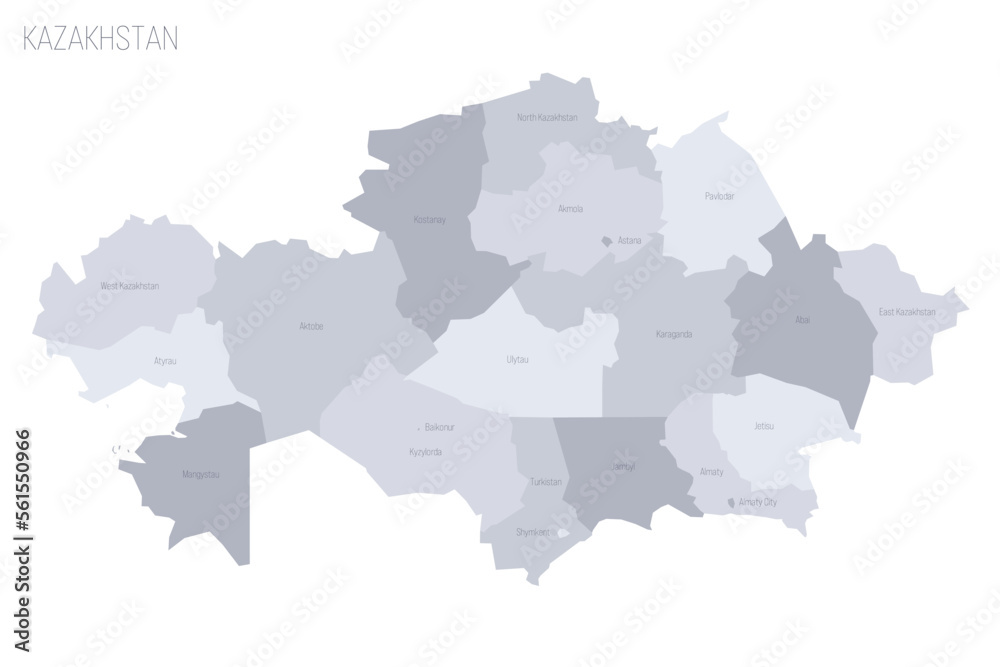 Kazakhstan political map of administrative divisions - regions and ...