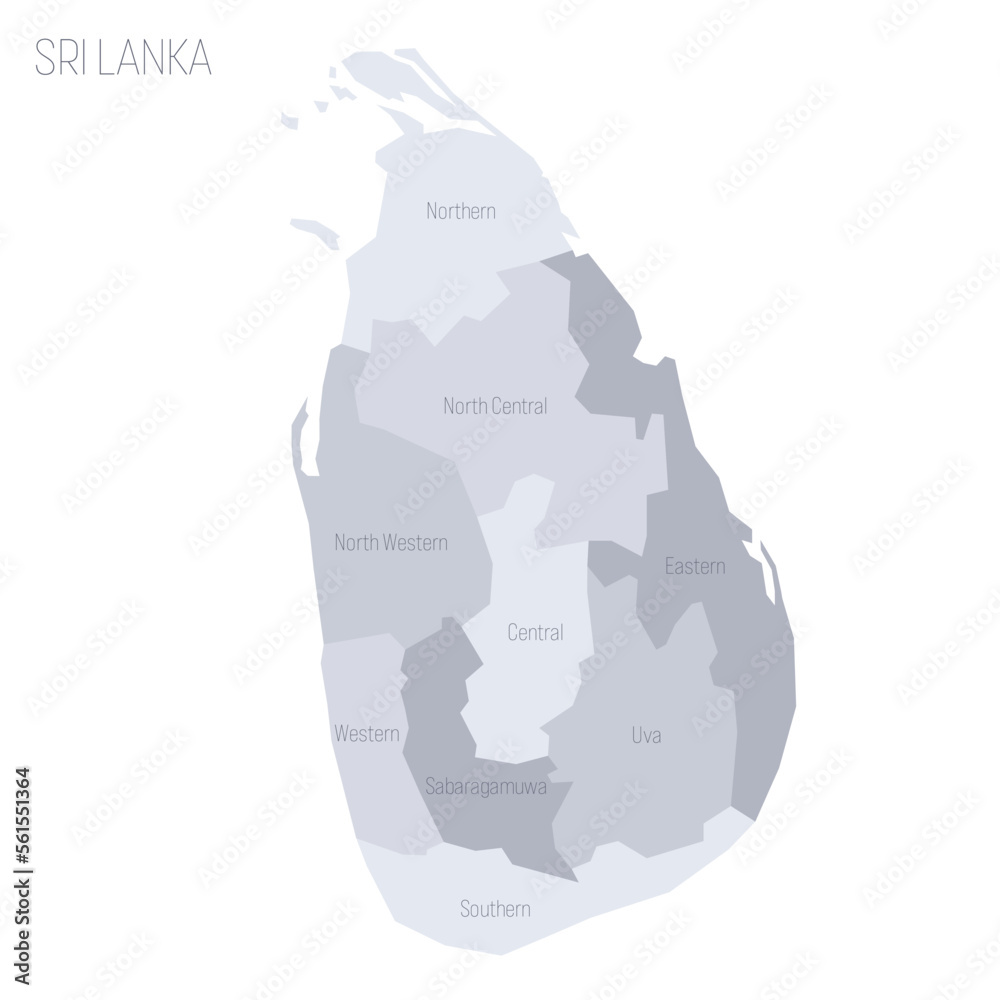 Sri Lanka political map of administrative divisions - provinces. Grey ...