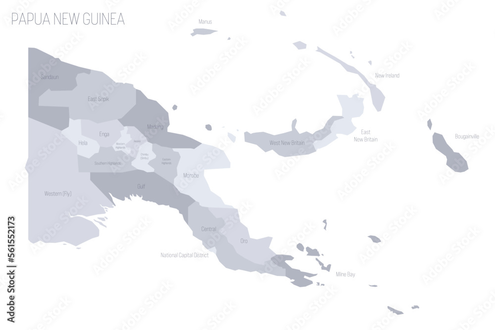 Papua New Guinea political map of administrative divisions - provinces ...