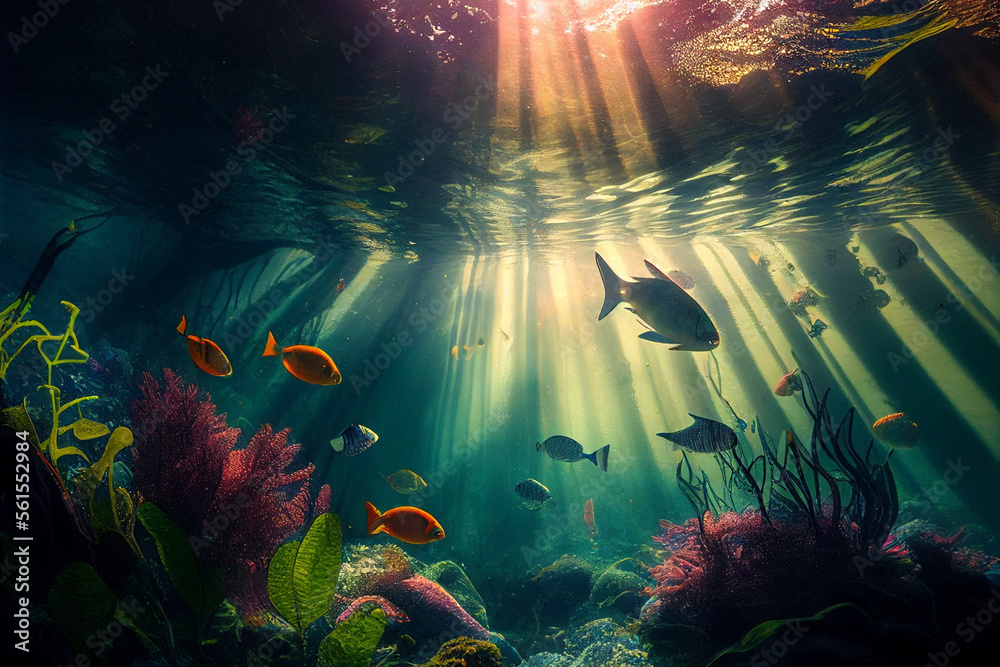 Gorgeous underwater landscape, wallpaper/background/desktop, generative ...