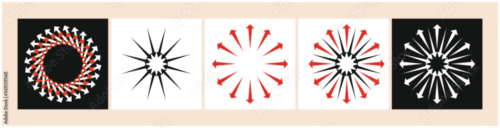 Vector illustration of circular inward and outward arrows on an ...