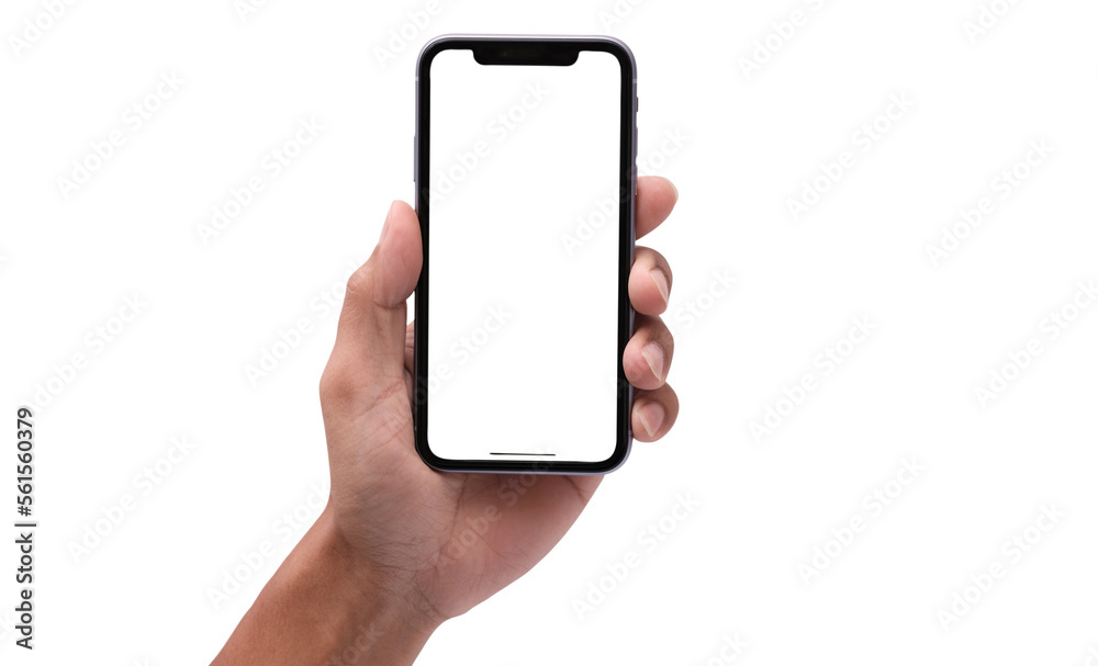 iPhone mockup on Hand holding phone, the PNG of smartphone iphone14 ...