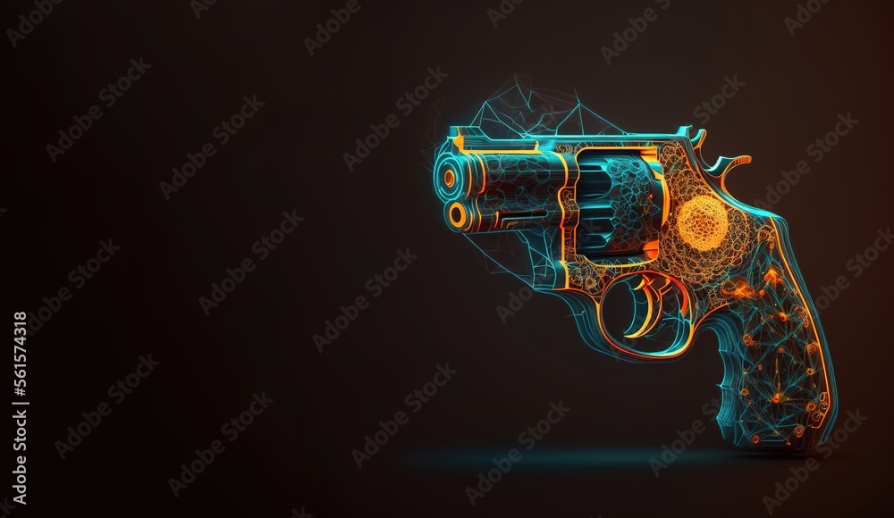 Revolver hand gun wallpaper with line art in dark contrast background ...