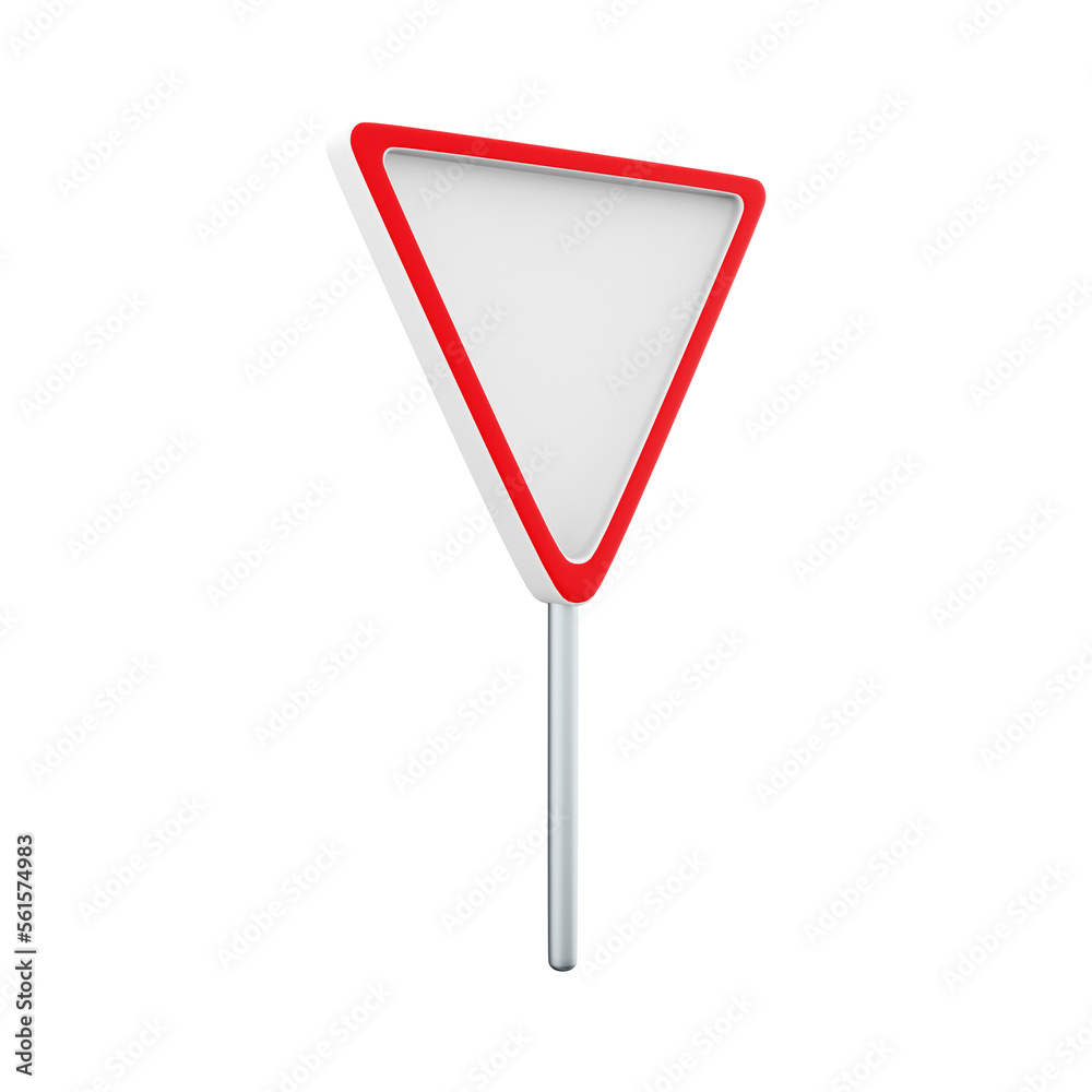 3d render Road sign give way isolated,Give way sign. 3d rendering Road ...