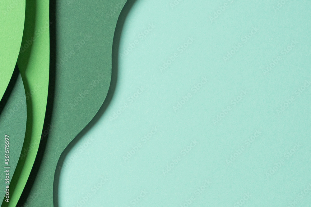 Abstract green color paper texture background. Minimal paper cut style ...
