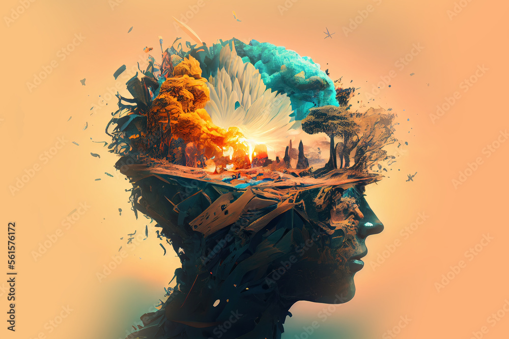 Generative AI illustration of annual collective mind concept art ... Generative AI illustration of annual collective mind concept art ...