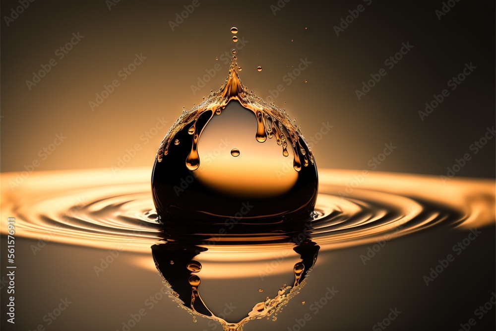 a drop of water is shown in the middle of a liquid droplet with a brown ...