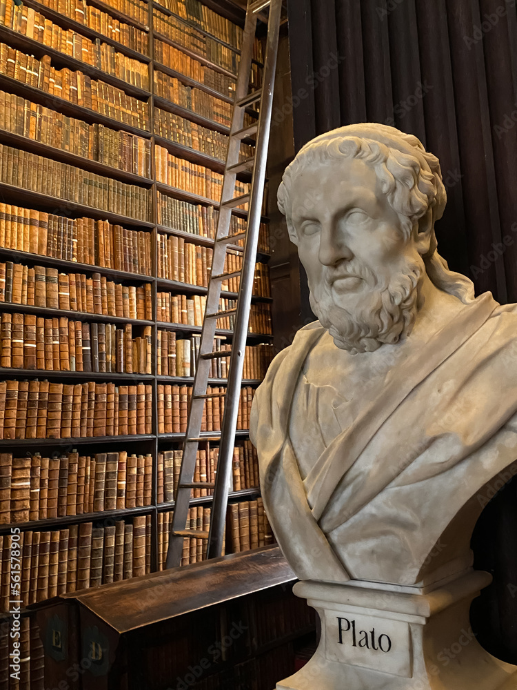 Long Room at Trinity College’s Old Library in Dublin, Ireland. Marble ...