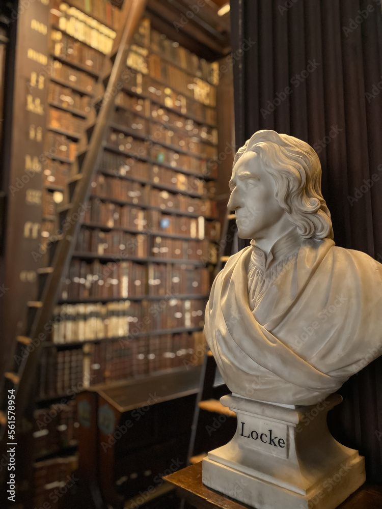 Long Room at Trinity College’s Old Library in Dublin, Ireland. Marble ...