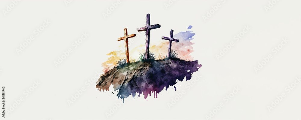 Good Friday - Crossen On Mount Calvary- Watercolour (Generative Art ...