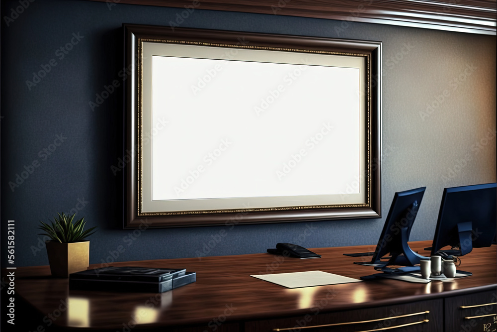 Empty frame on office wall diploma degree certificate credentials image ...