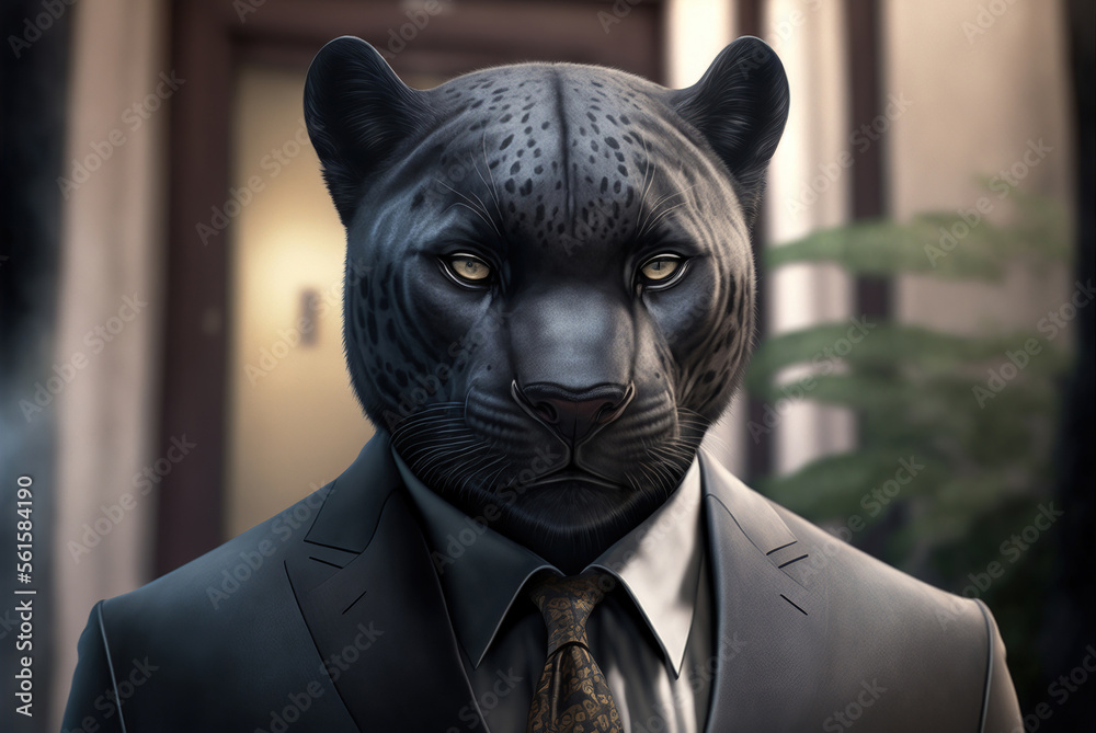 Portrait of a panther dressed in a formal business suit, generative ai ...
