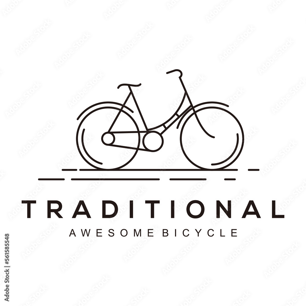 Traditional bicycle bike line art logo vintage Stock Vector | Adobe Stock