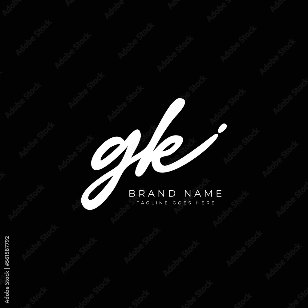 G, K, GK Initial letter handwriting and signature vector logo Stock ...
