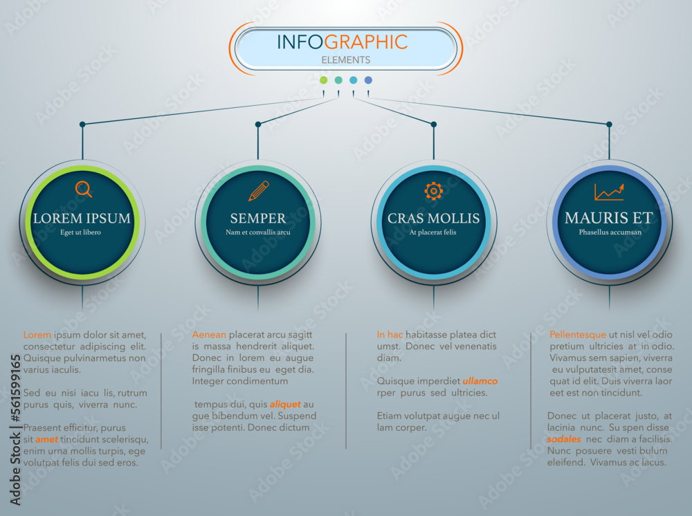 Four circle options or steps pattern. Vector illustration. Can be used ...