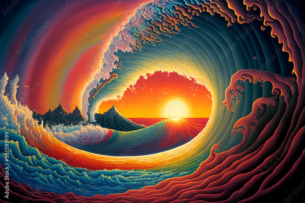 Colorful Psychic Waves, wellness calming spiritual concept, Generative ...