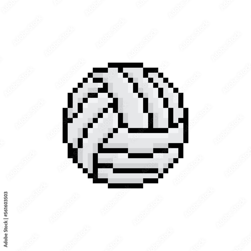 ball icon 8 bit, pixel art volleyball icon for game logo. Stock Vector ...