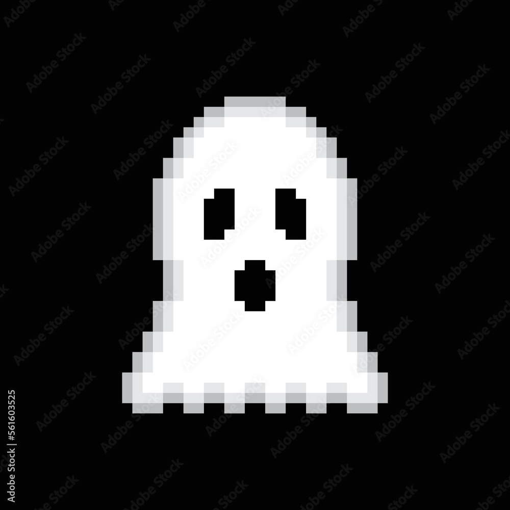 ghost icon 8 bit, pixel art Halloween cartoon scary ghost icon for game ...
