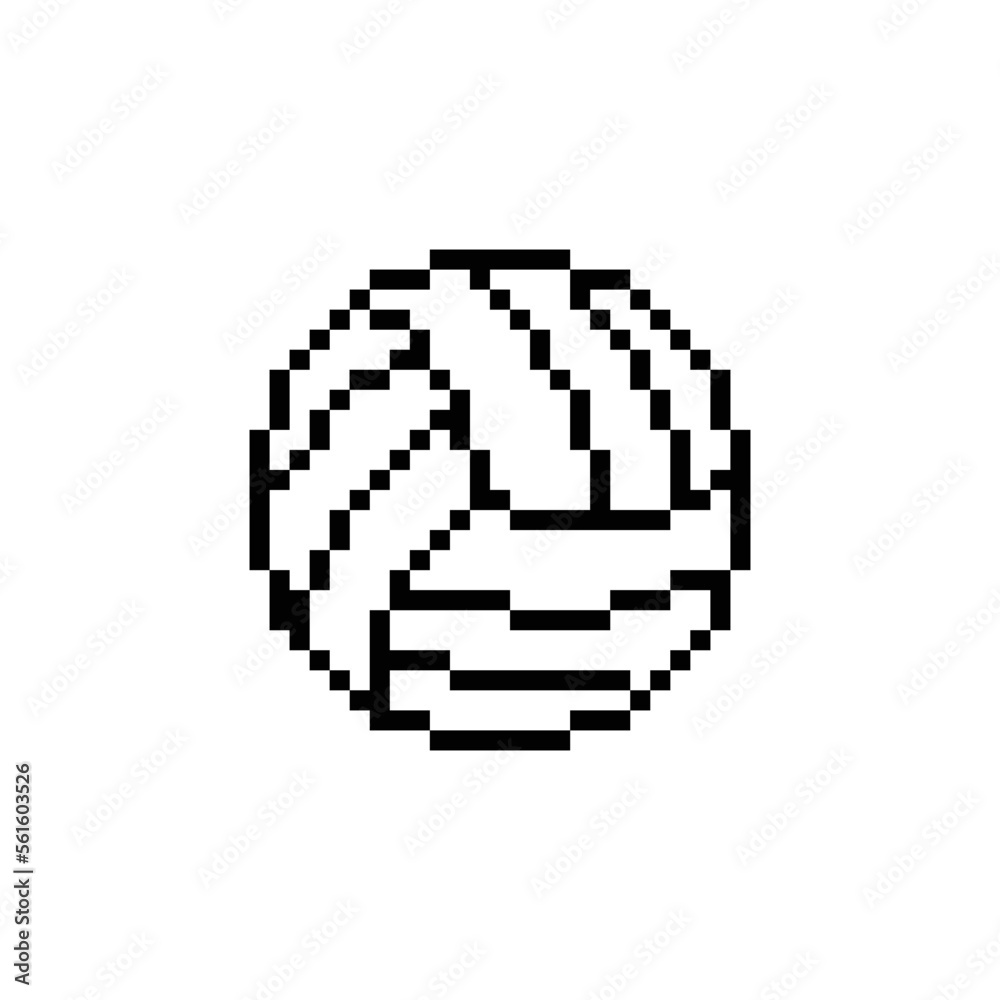 ball icon 8 bit, pixel art volleyball icon for game logo. Stock Vector ...
