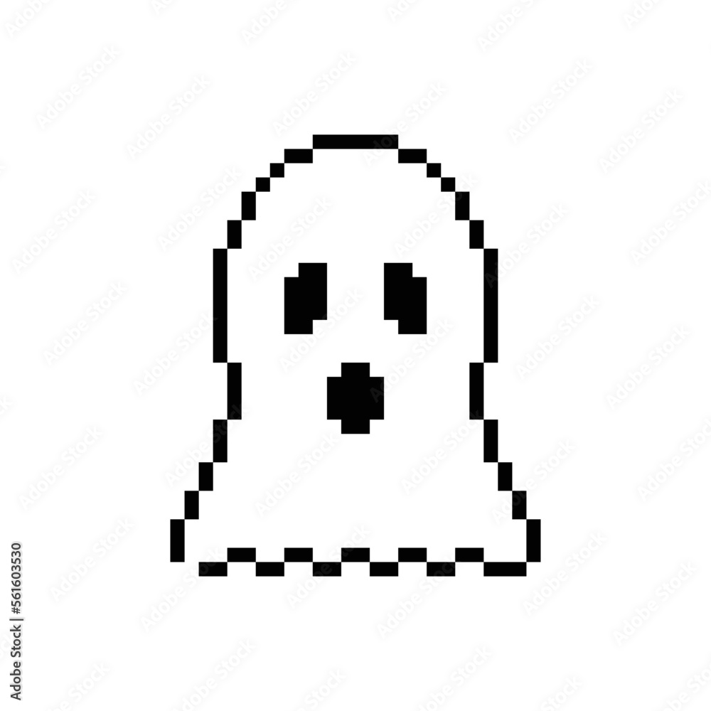 ghost icon 8 bit, pixel art Halloween cartoon scary ghost icon for game ...