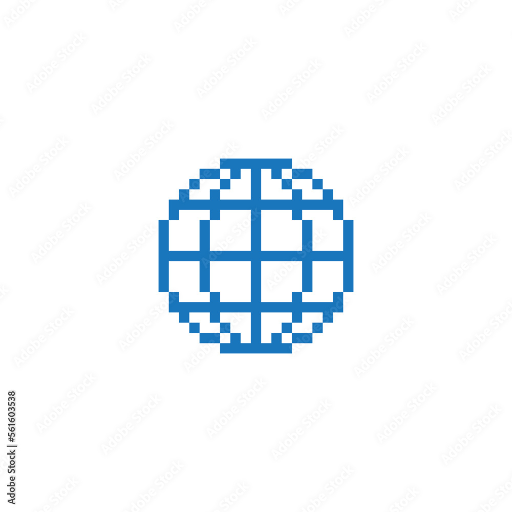 Globe icon 8 bit, pixel art earth icon for game logo. Stock Vector ...
