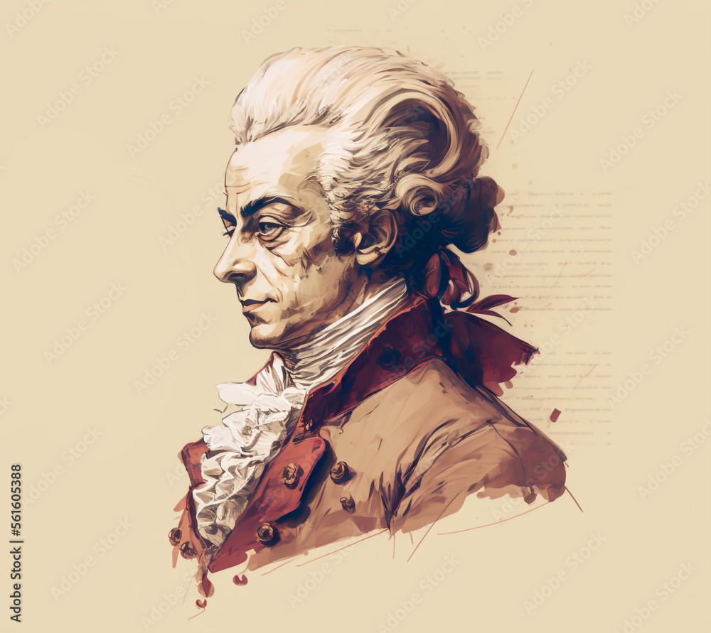 Portrait of Wolfgang Amadeus Mozart AI generated art Stock Illustration ...
