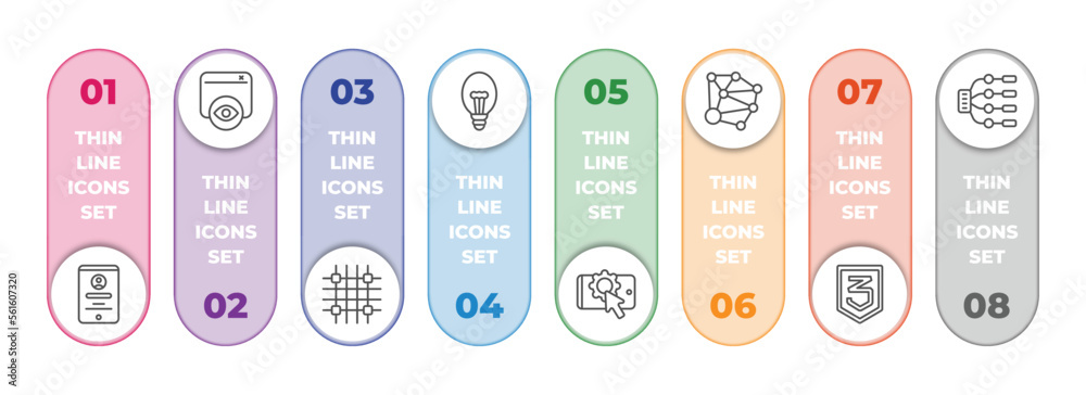 technology infographic element with outline icons and 8 step or option ...