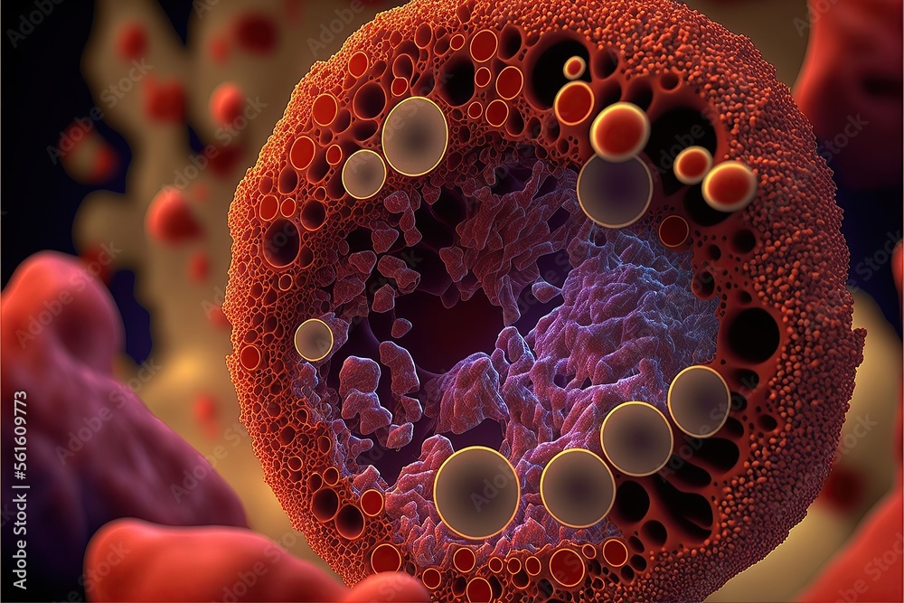 Anemia under microscope view. illustration created by generative AI ...