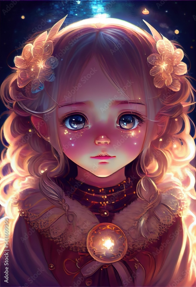 Cute attractive anime cartoon female character with long hair wearing ...