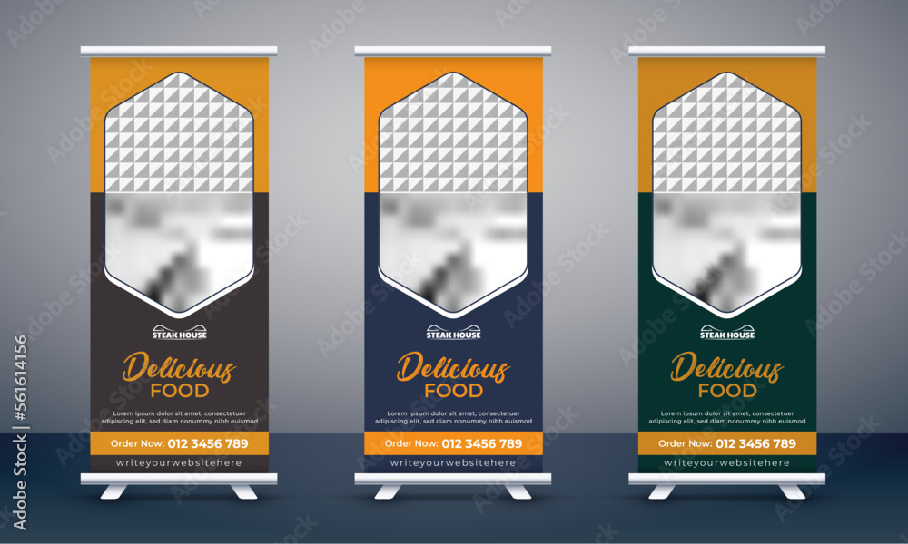 Restaurant Roll up banner standee banner design Stock Vector | Adobe Stock