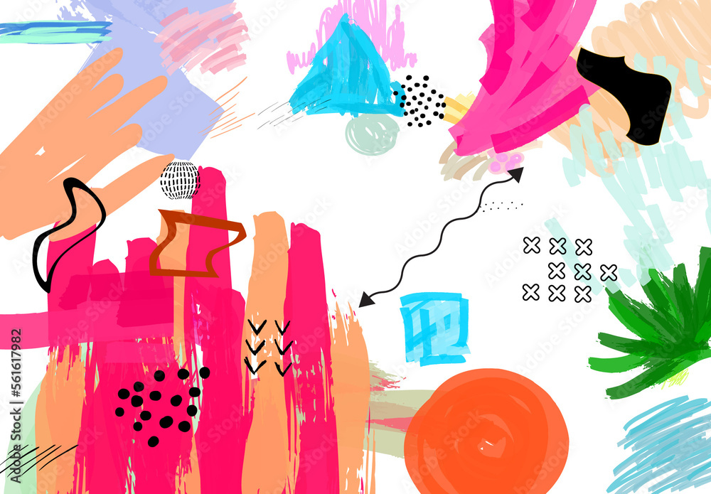 Set of Artistic Hand Drawn Scribbles with Marker and Ink Stock Template ...