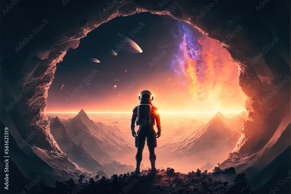 "Beyond the Horizon: A Sci-Fi Landscape of the Future" cosmos, stars ...